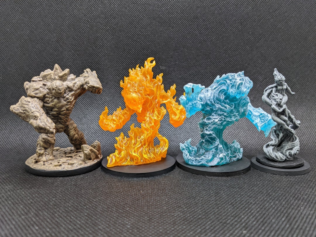 Set of 4 Elementals Painted Miniatures Pathfinder Mini - Etsy