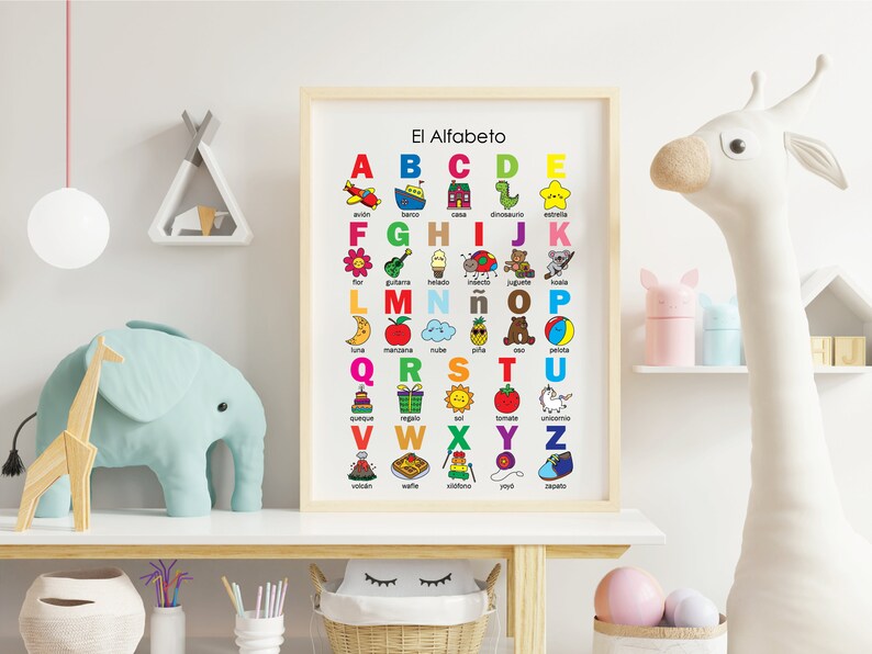 Spanish Alphabet ABC Printable - Instant Download Wall Art for Kids ...