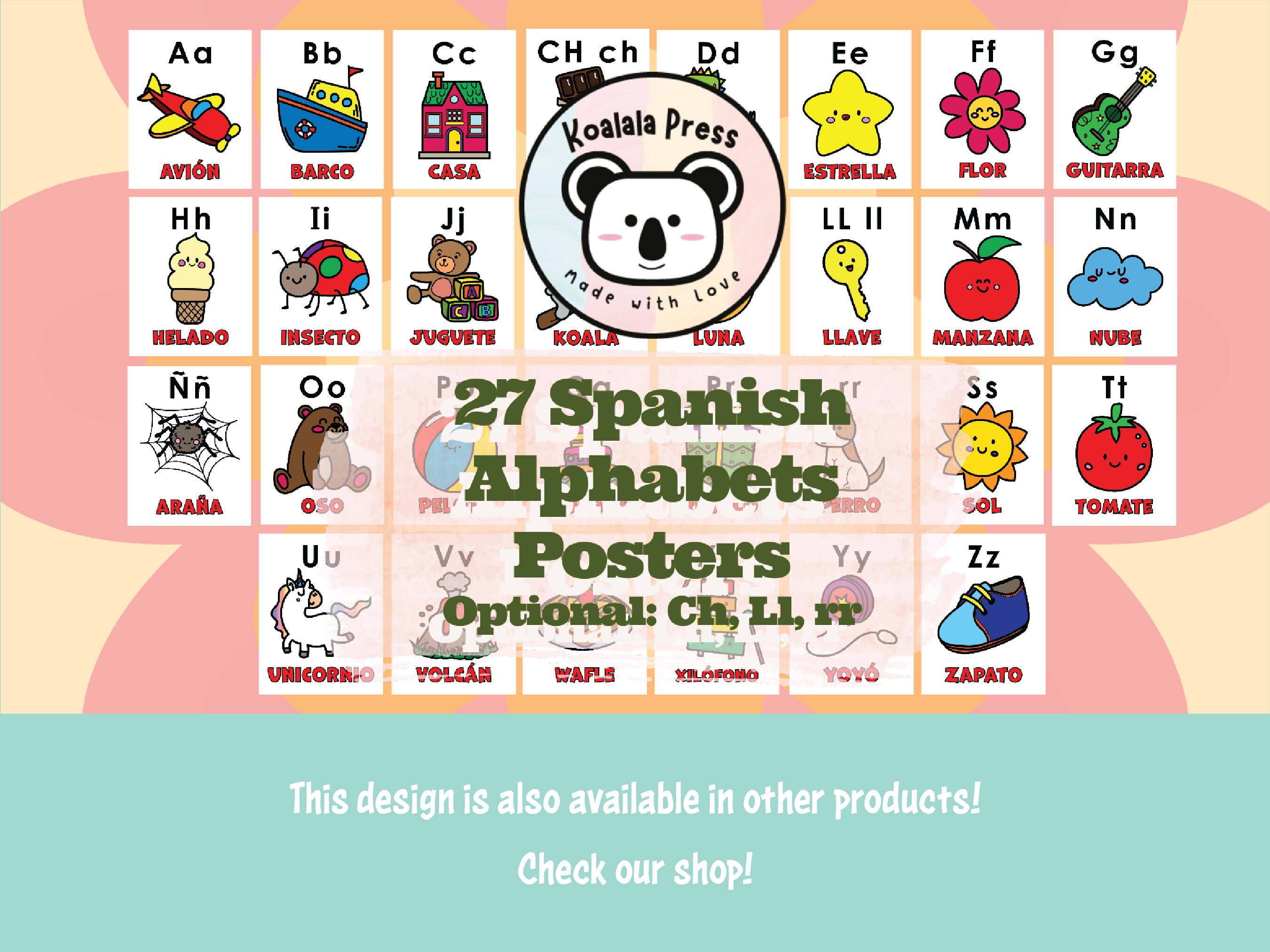 Spanish Alphabet ABC Printable - Instant Download Wall Art for Kids ...