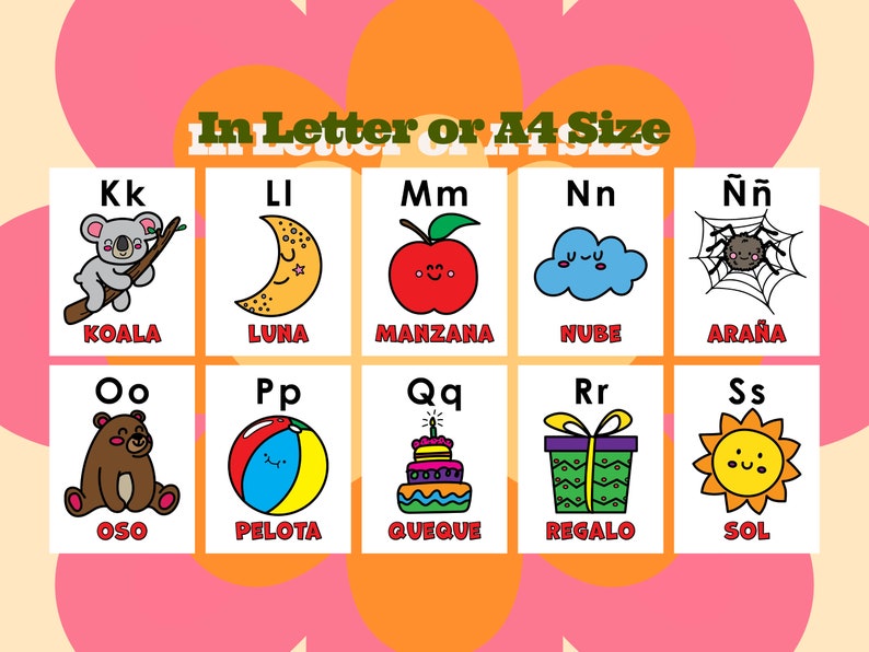 Spanish Alphabet Posters for Kids - Vibrant Educational Classroom Decor ...