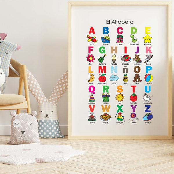 Spanish English Alphabet Wall Decor - Etsy