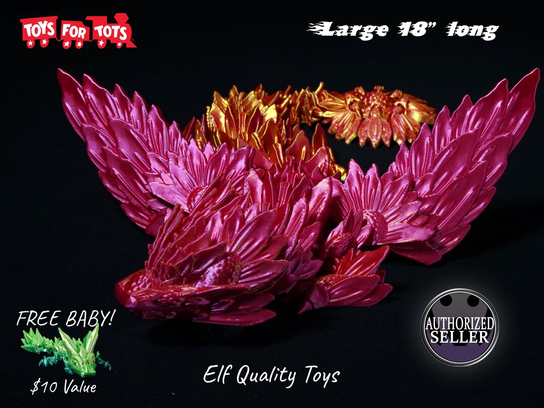 3D Printed Winged Sun Flower Dragon Articulated Fidget Toy in 54 of the ...