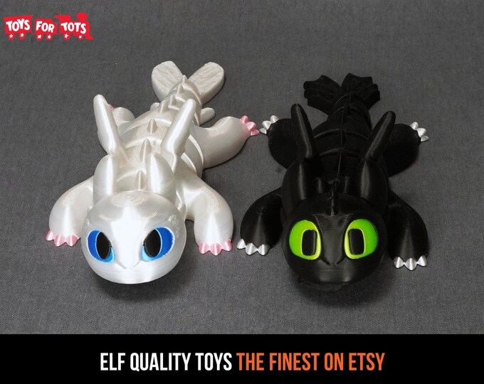 Toothless & Light Fury How to Train Your Dragon Inspired Articulated ...