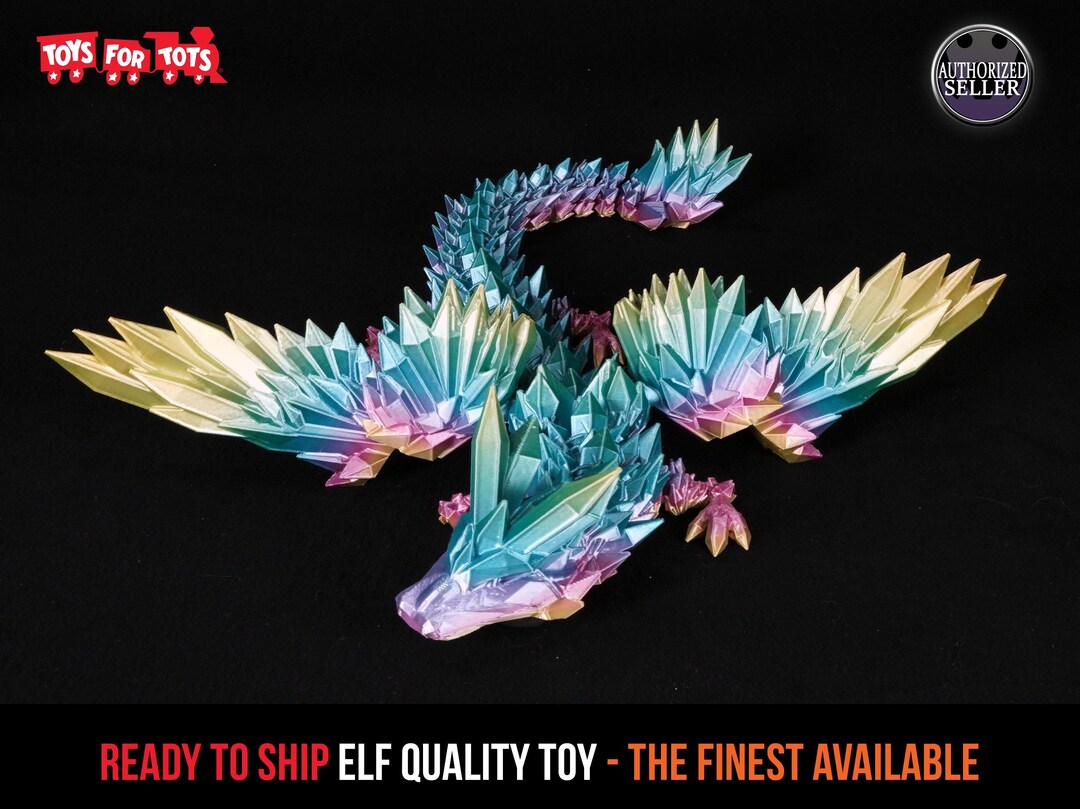 Crystal Wing Dragon Fidget Stress Relief Articulating Toy - Mythical ...