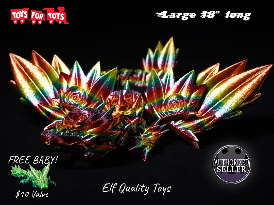 3D Printed Winged Rose-wing Dragon Articulated Fidget Toy in 54 of the ...