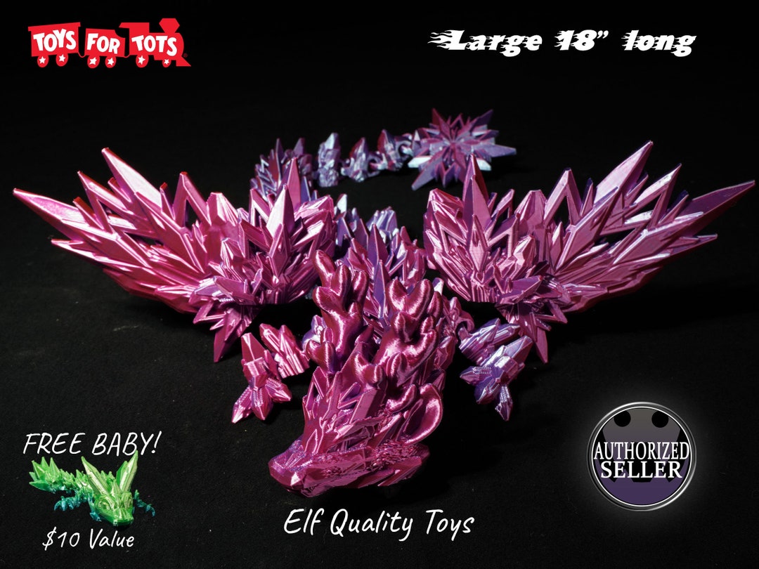 3D Printed Winged Snow Dragon Articulated Fidget Toy in 54 of the ...