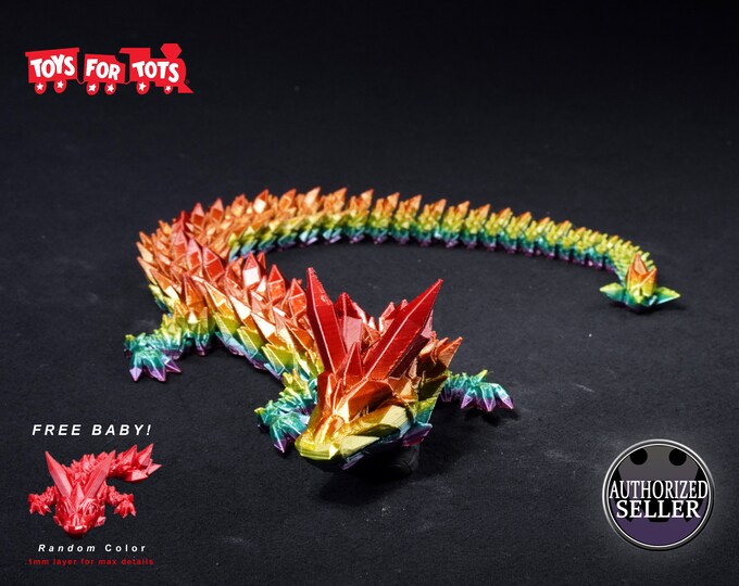 Ready to Ship: Medium Shiny Rainbow 3D Printed Articulated Crystal ...