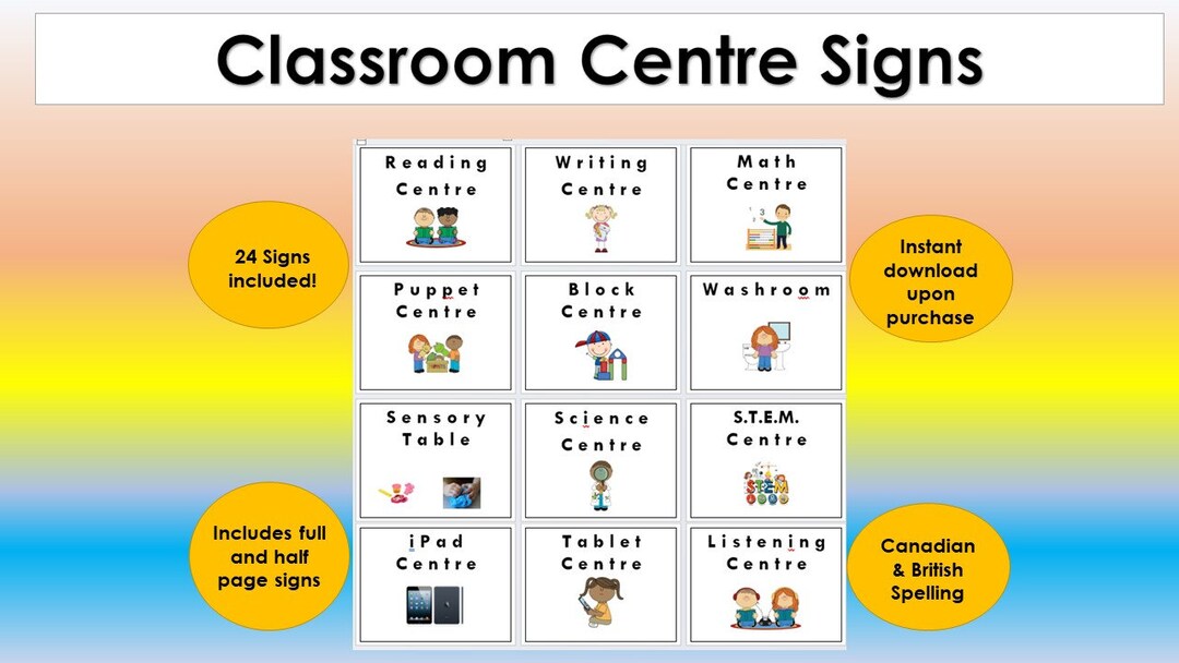 Printable Centre Signs for Kindergarten/daycare/pre-k With Canadian ...