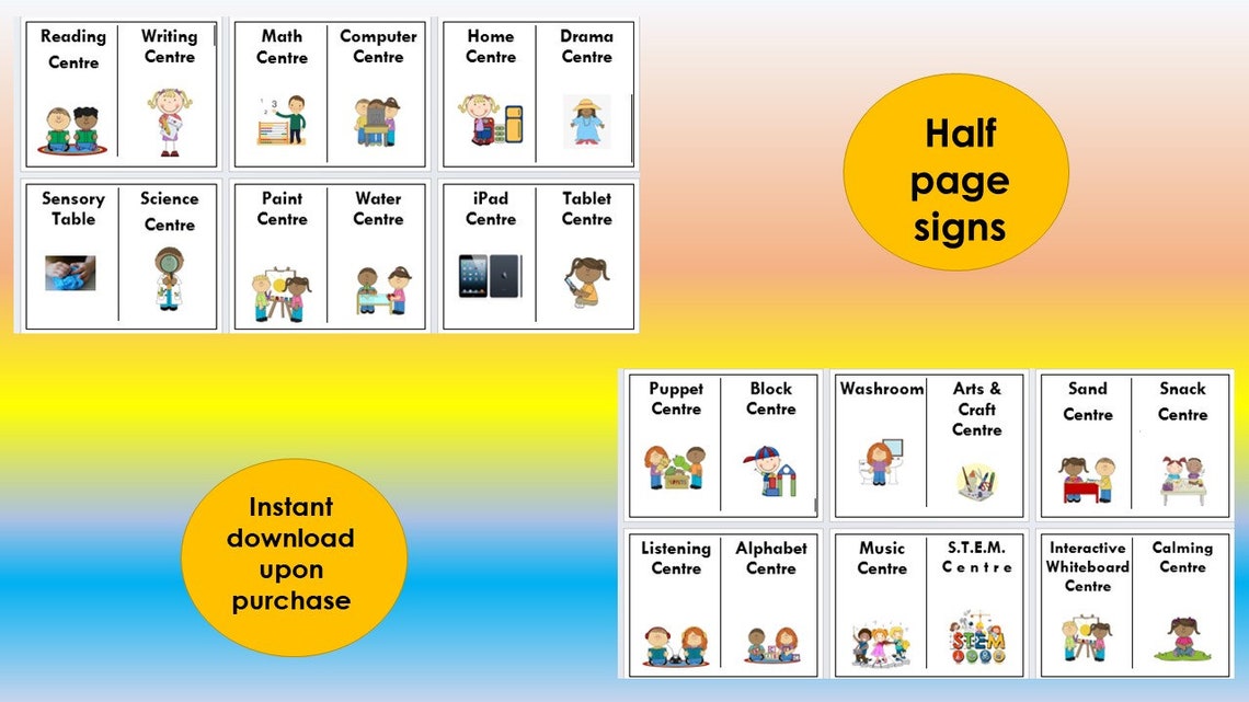 Printable Centre Signs for Kindergarten/daycare/pre-k With - Etsy