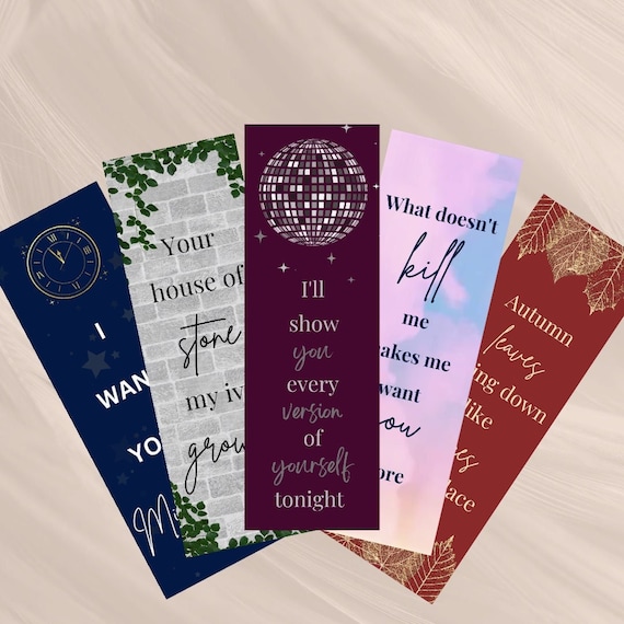 Taylor Swift Inspired Bookmarks Instant Download - Etsy