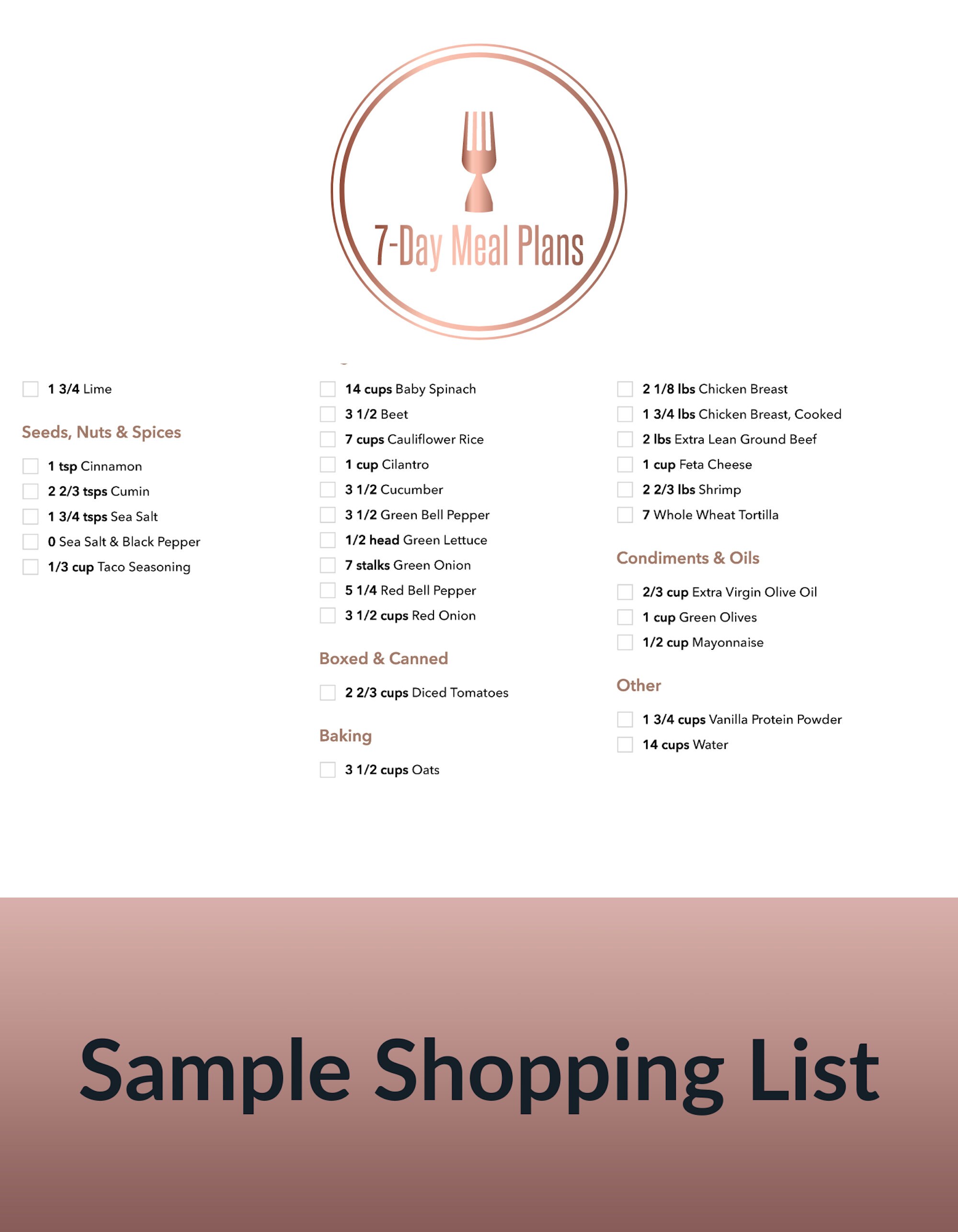 Low Fat & Oil Free: A 7-day Meal Plan That Serves One - Etsy