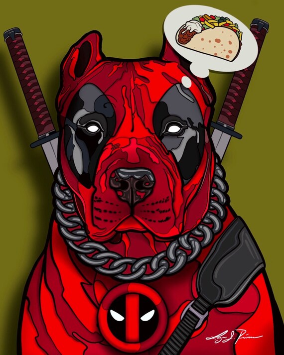 Deadpool Dog Art 3 Sizes Dogs Printable Dog Wall Decor Dog - Etsy