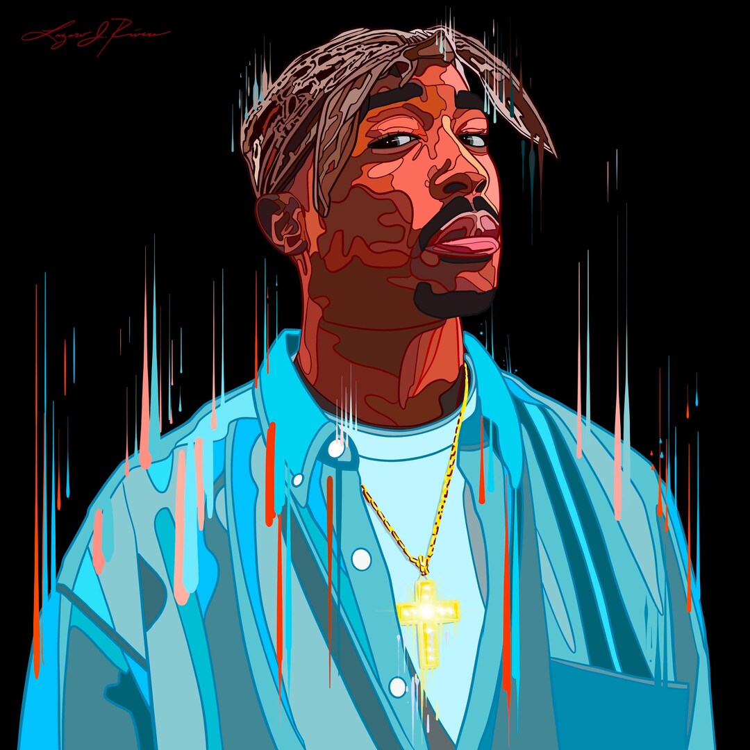 Printable 2pac Tupac Poster Wall Art Hip Hop Portrait - Etsy