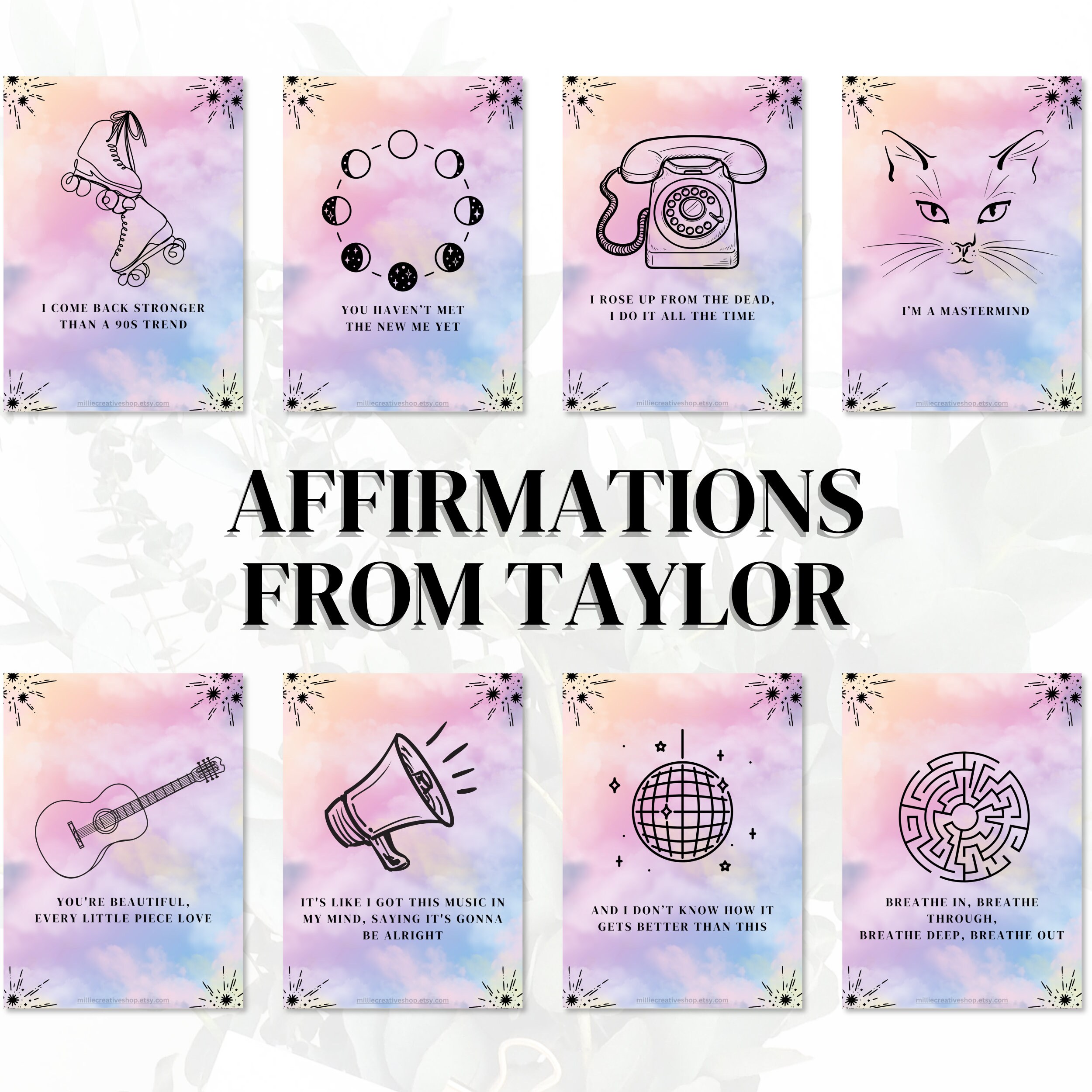 Swiftie Affirmation Cards Downloadable Printable for Daily Mantras ...