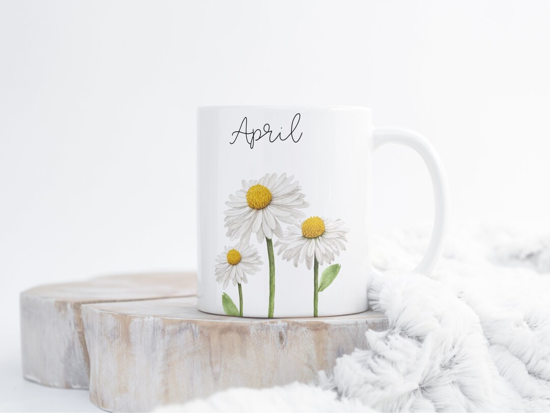 Birth Month Mug April, Birth Flower, April Mug, Birth Month Gift, April ...