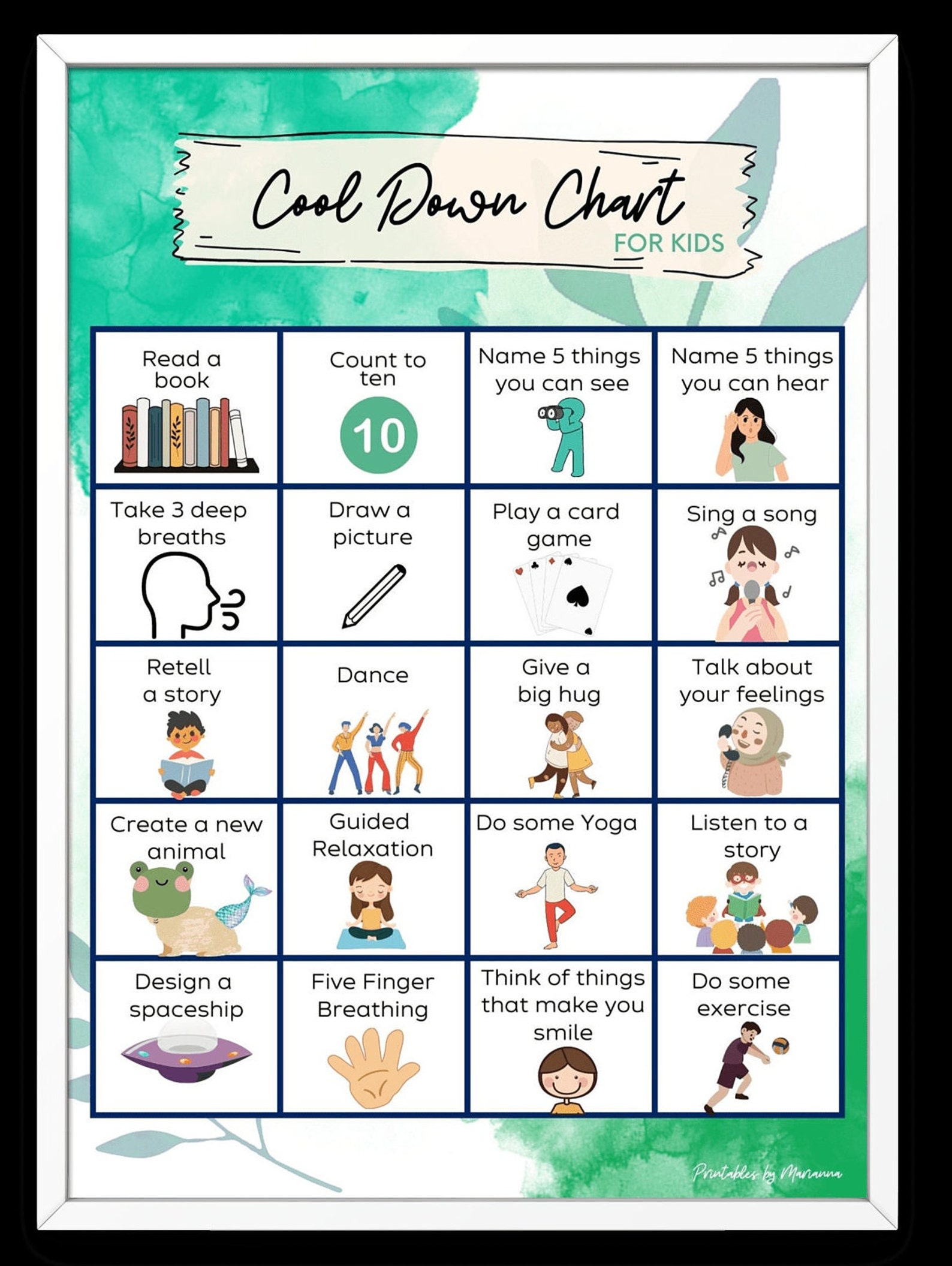 Calm Down Corner Activity Chart for Children Classroom Poster ...