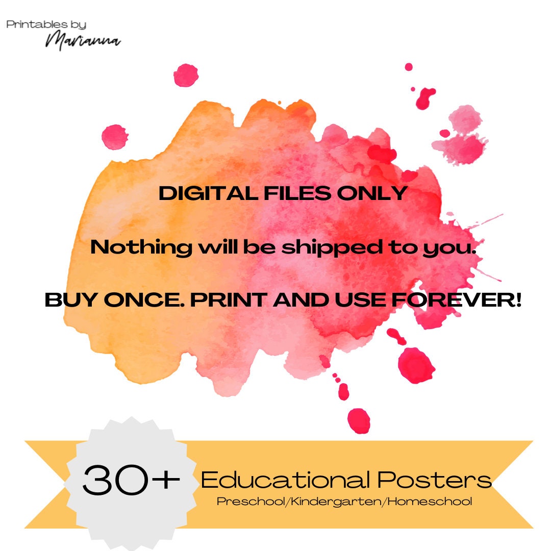 Set of 30 Educational Posters Classroom Décor Home School Preschool ...