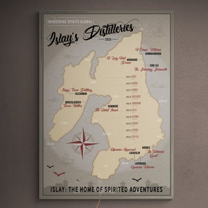 Islay Whisky Distillery Map Map of Islay Distilleries Poster - Etsy