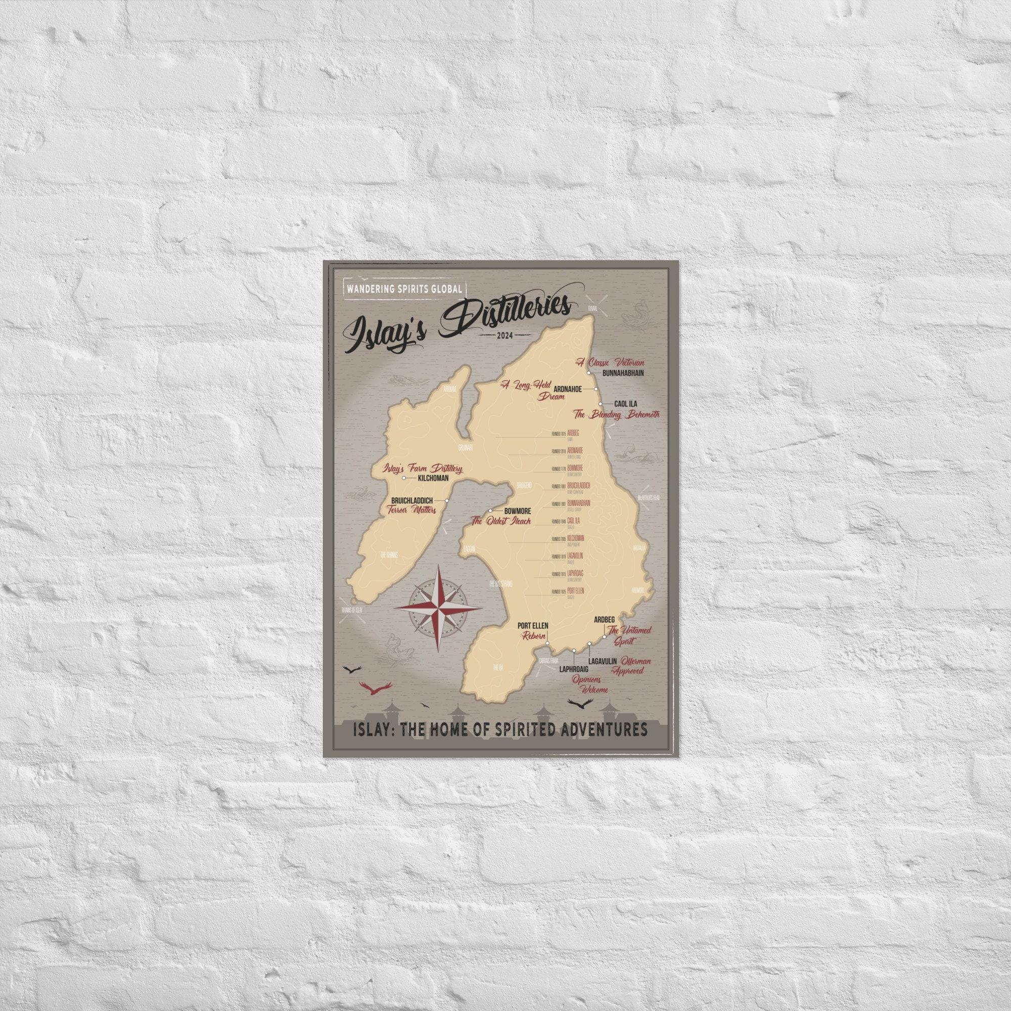 Islay Whisky Distillery Map Map of Islay Distilleries Poster Islay ...