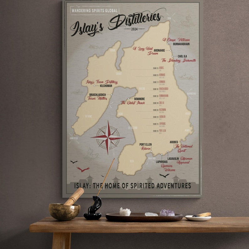 Islay Whisky Distillery Map Map of Islay Distilleries Poster Islay ...