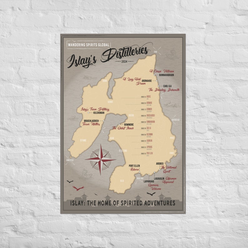 Islay Whisky Distillery Map Map of Islay Distilleries Poster Islay ...