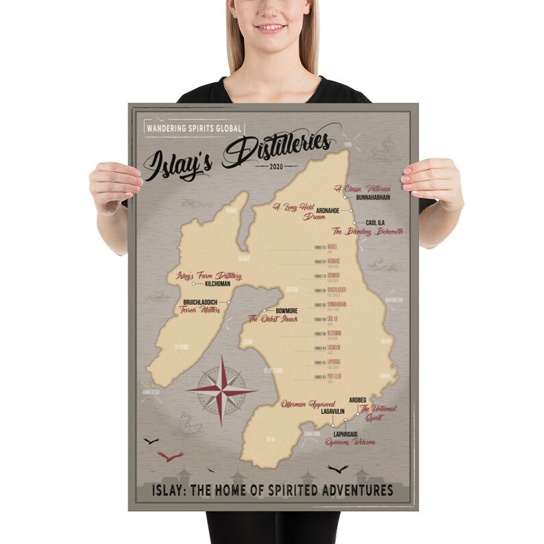 Islay Whisky Distillery Map Map of Islay Distilleries Poster - Etsy