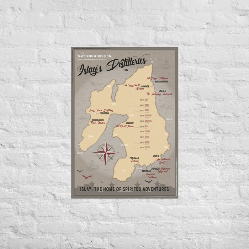 Islay Whisky Distillery Map Map of Islay Distilleries Poster Islay ...