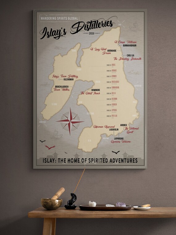 Islay Whisky Distillery Map Map of Islay Distilleries Poster - Etsy