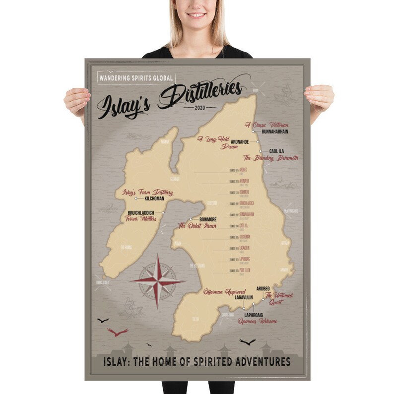 Islay Whisky Distillery Map Map of Islay Distilleries Poster - Etsy