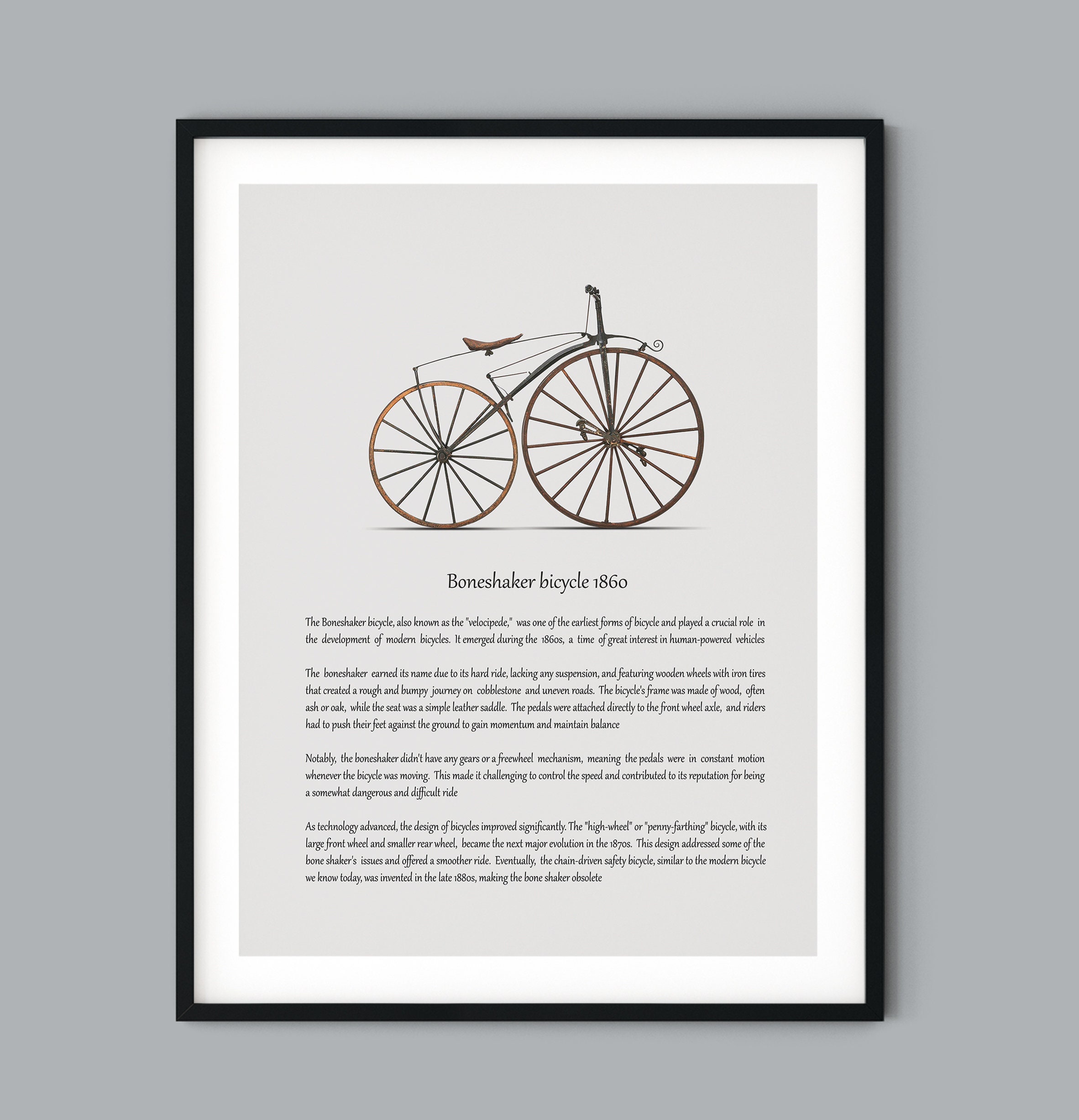 Boneshaker Bicycle 1860 Poster to Download and Print - Etsy