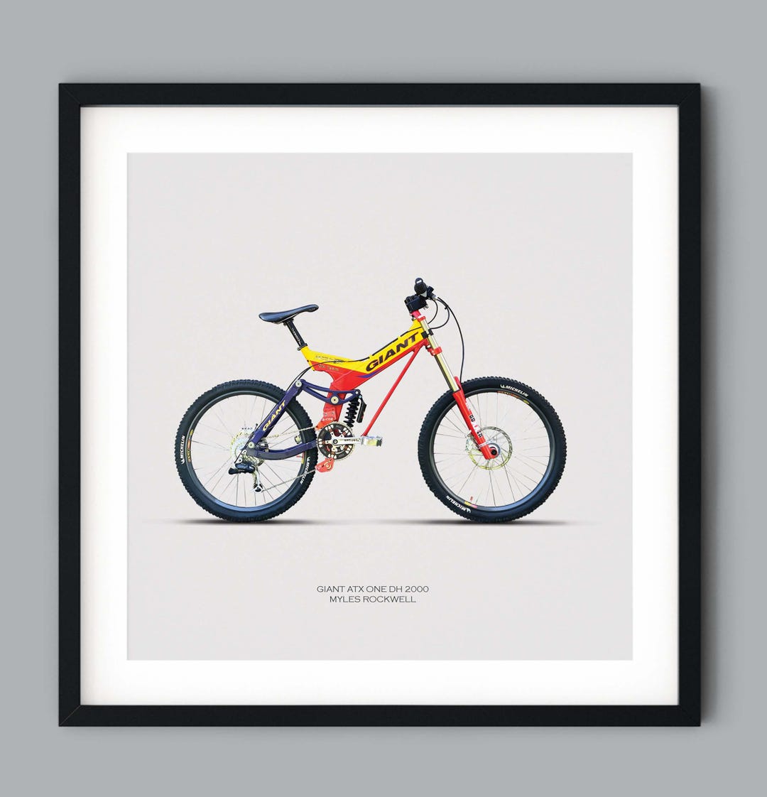 Giant ATX One DH Art, Downhill Bike Print, Vintage MTB Poster, Classic ...