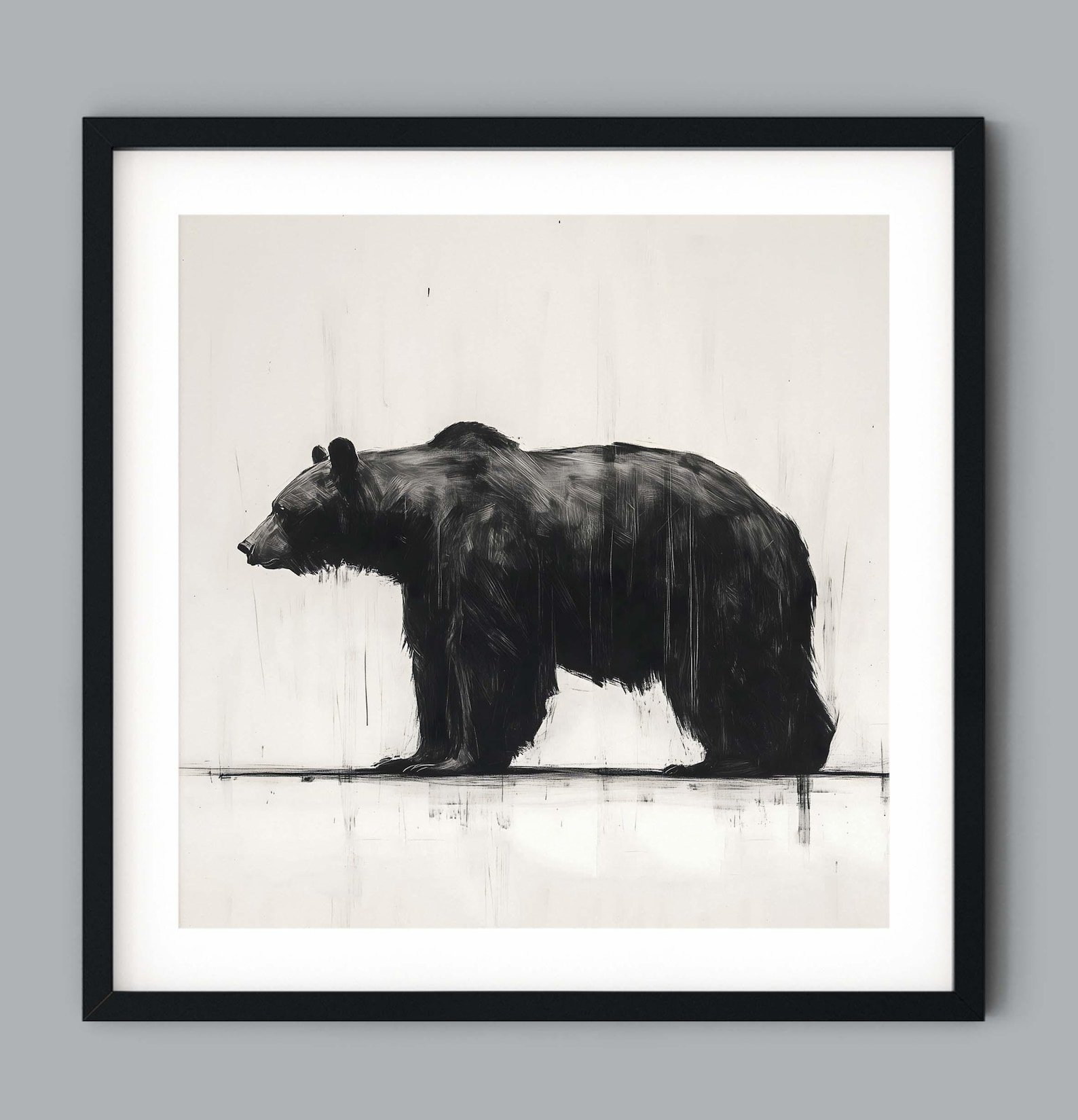 Minimalist BEAR Art. Black Line Drawing Dark Style. Modern Abstract ...