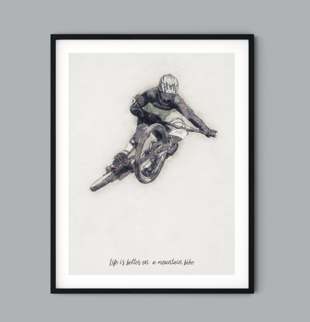 Downhill Art Print Mountain Bike MTB Printable MTB Art Print Wall Decor ...
