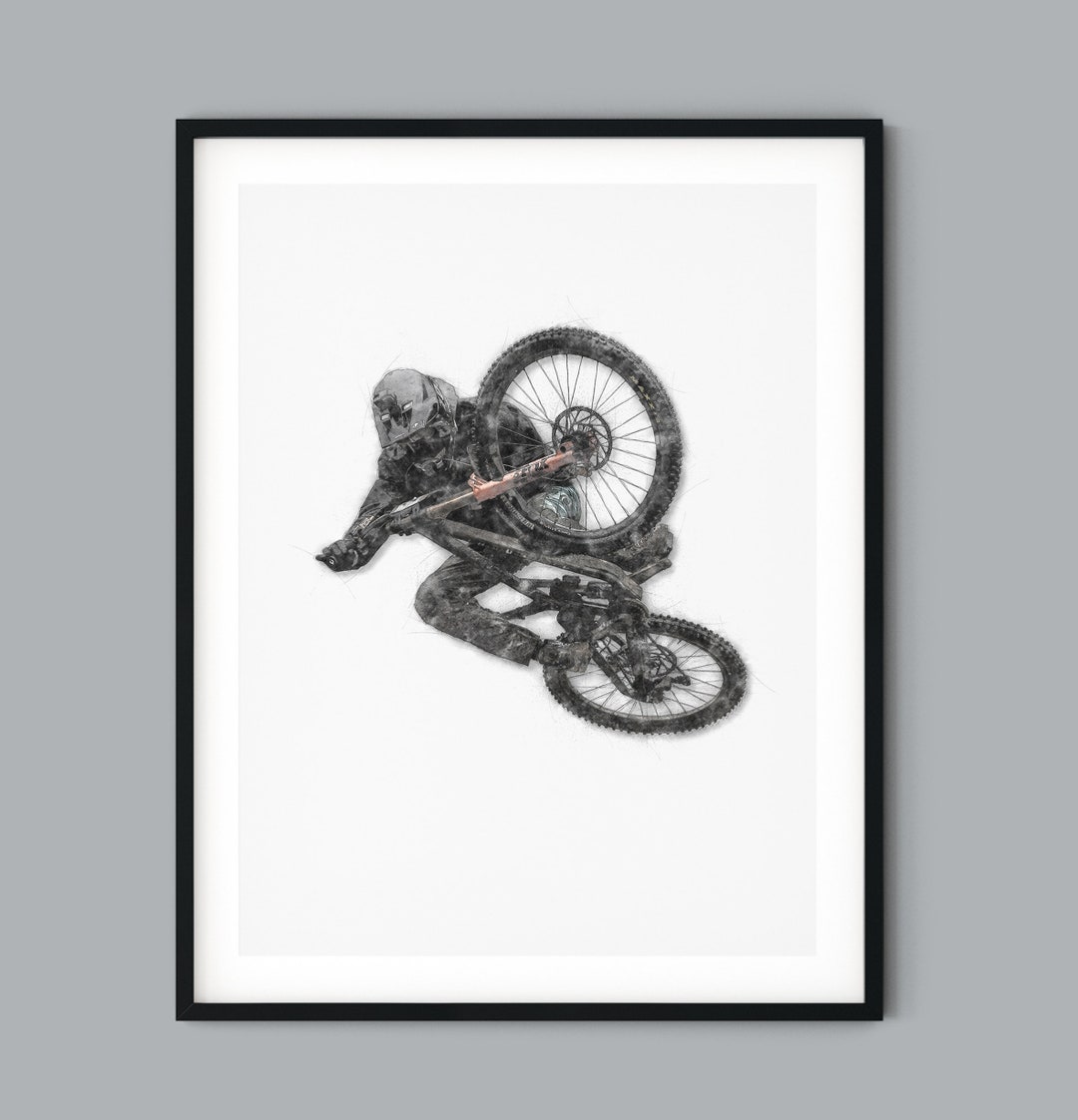 Downhill Art Print Mountain Bike Whip MTB Printable MTB Art Print Wall ...