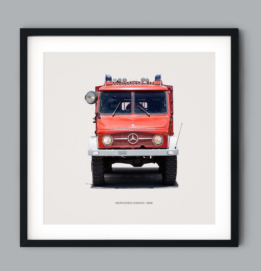 Mercedes Unimog Fire Truck Wall Art | Vintage Off-road Poster | Classic ...