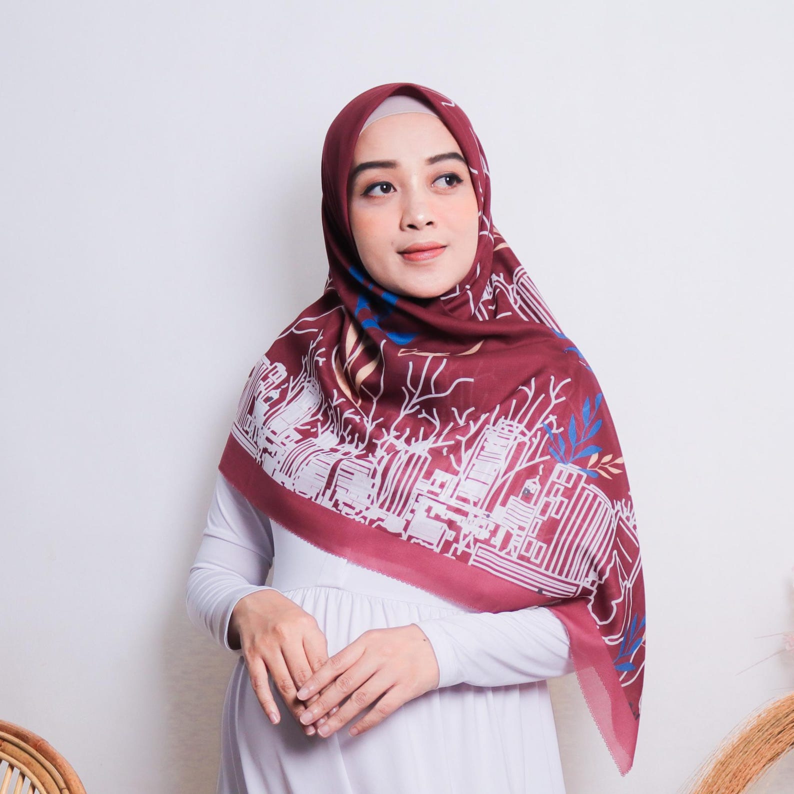 Cities Series Square Hijab: Elegant Voal Tryspan Scarf - Etsy