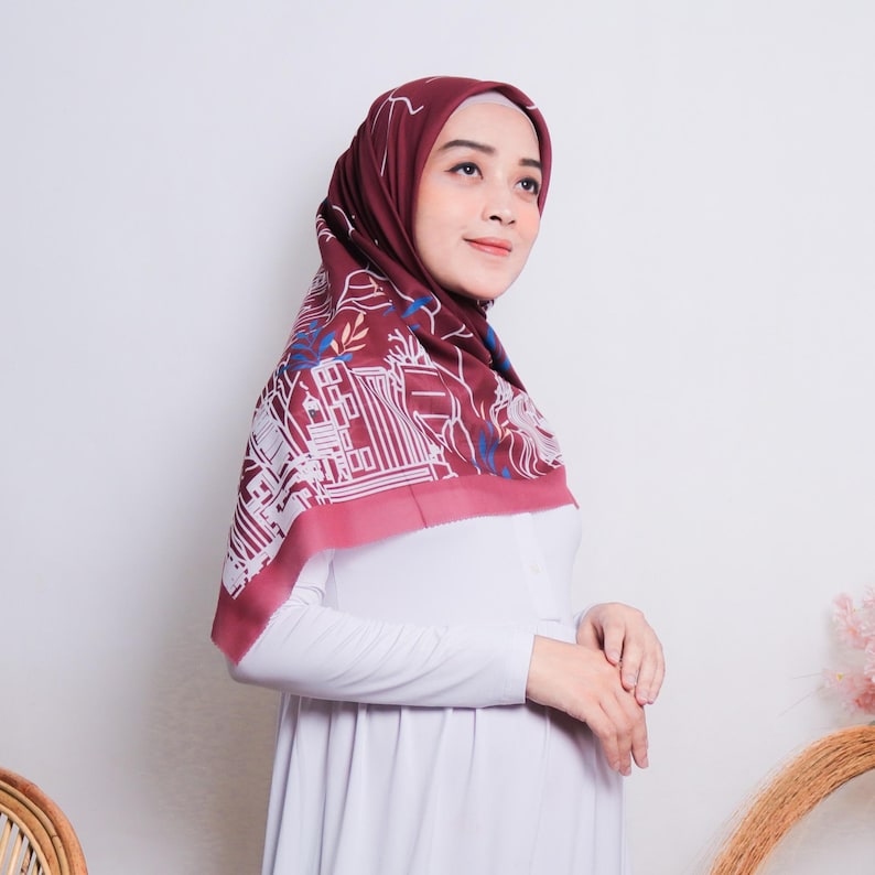 Cities Series Square Hijab: Elegant Voal Tryspan Scarf - Etsy