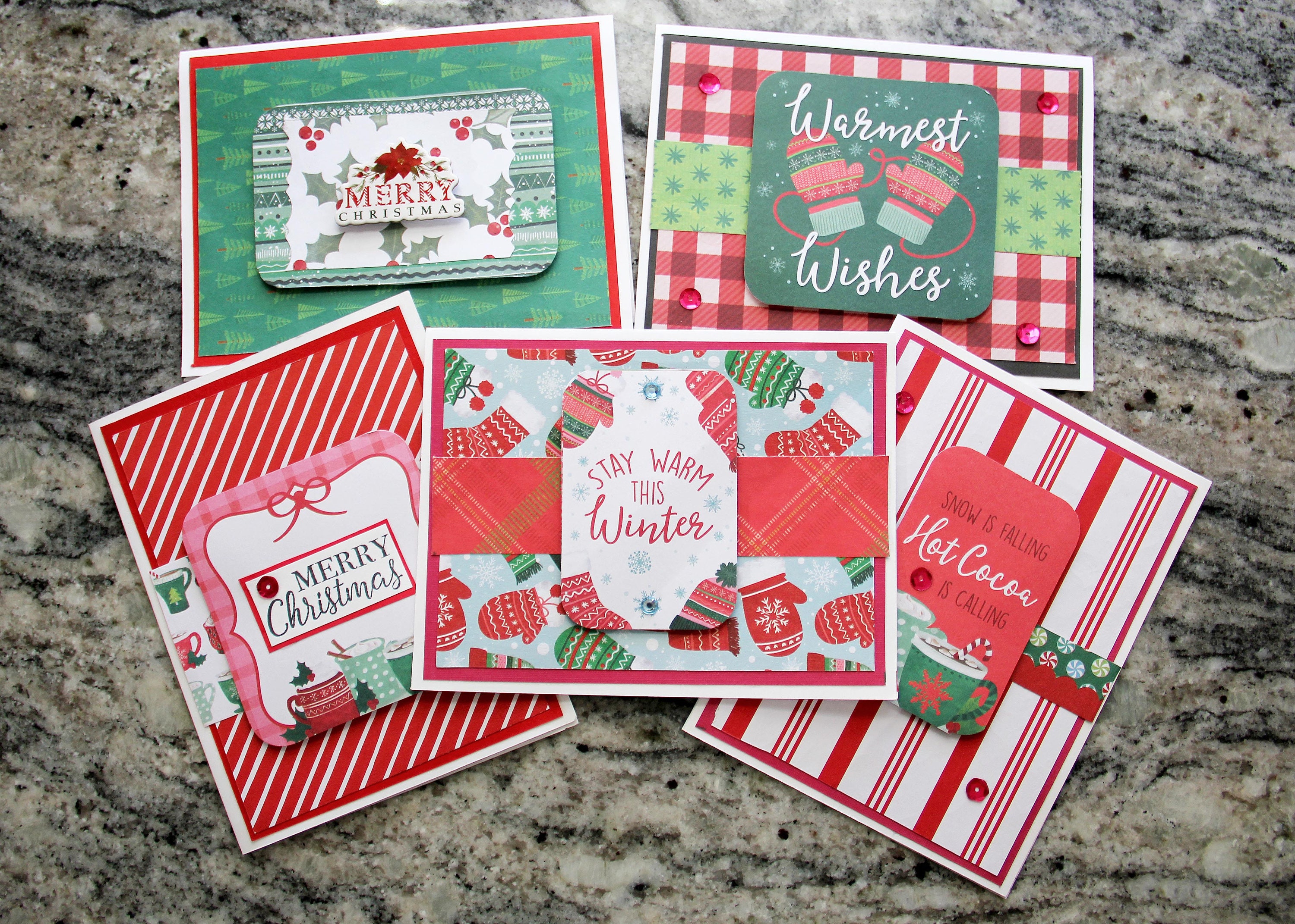 Fireside Collection Christmas Cards Set of 5 Handmade - Etsy