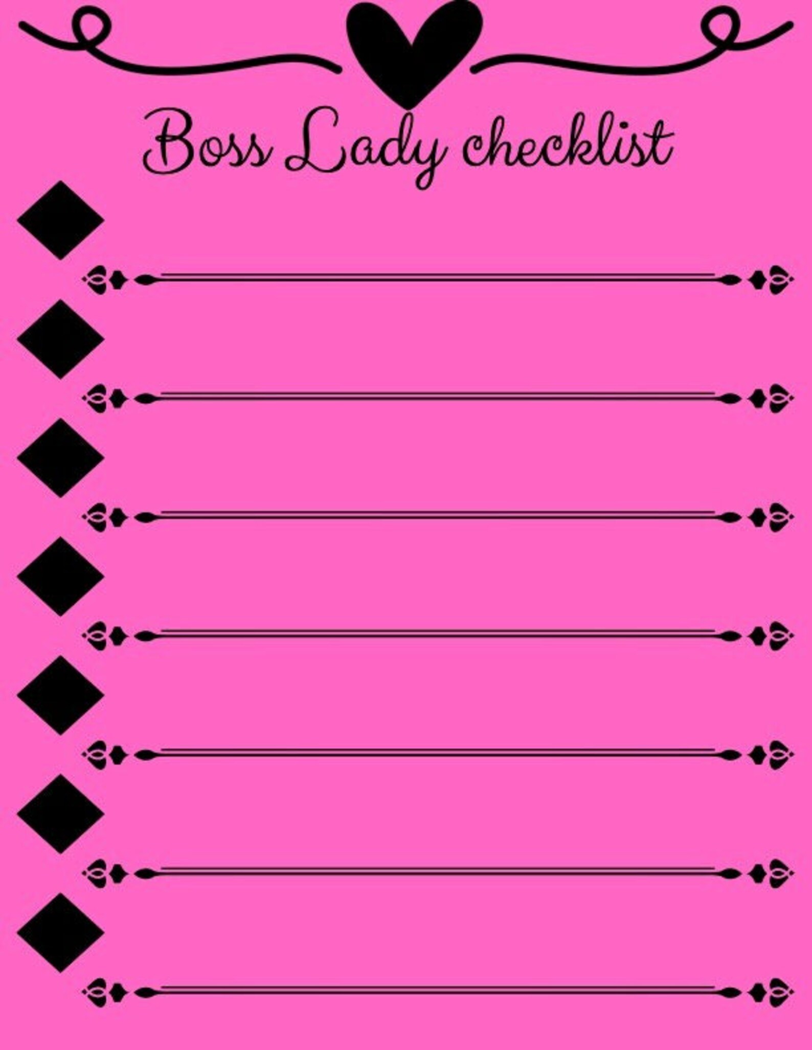 Boss Lady Checklist, Checklist,simple Checklist, Printable Checklist ...