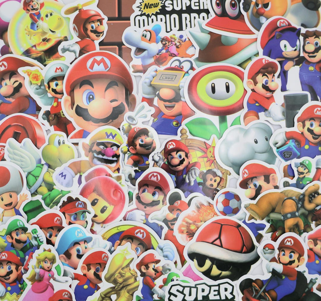50 PCS Super Mario Bros Sticker Pack Decal for Laptop/skateboard ...