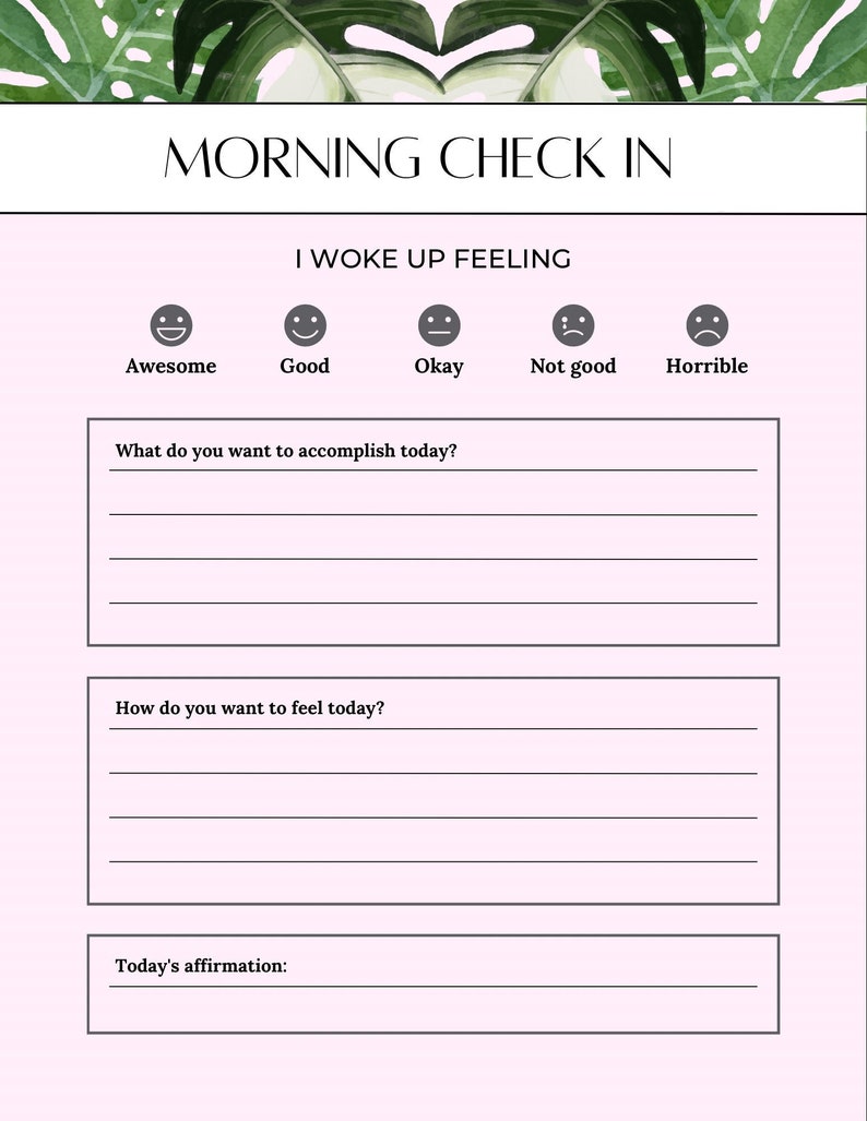 Morning Journal Check in (printable) - Etsy