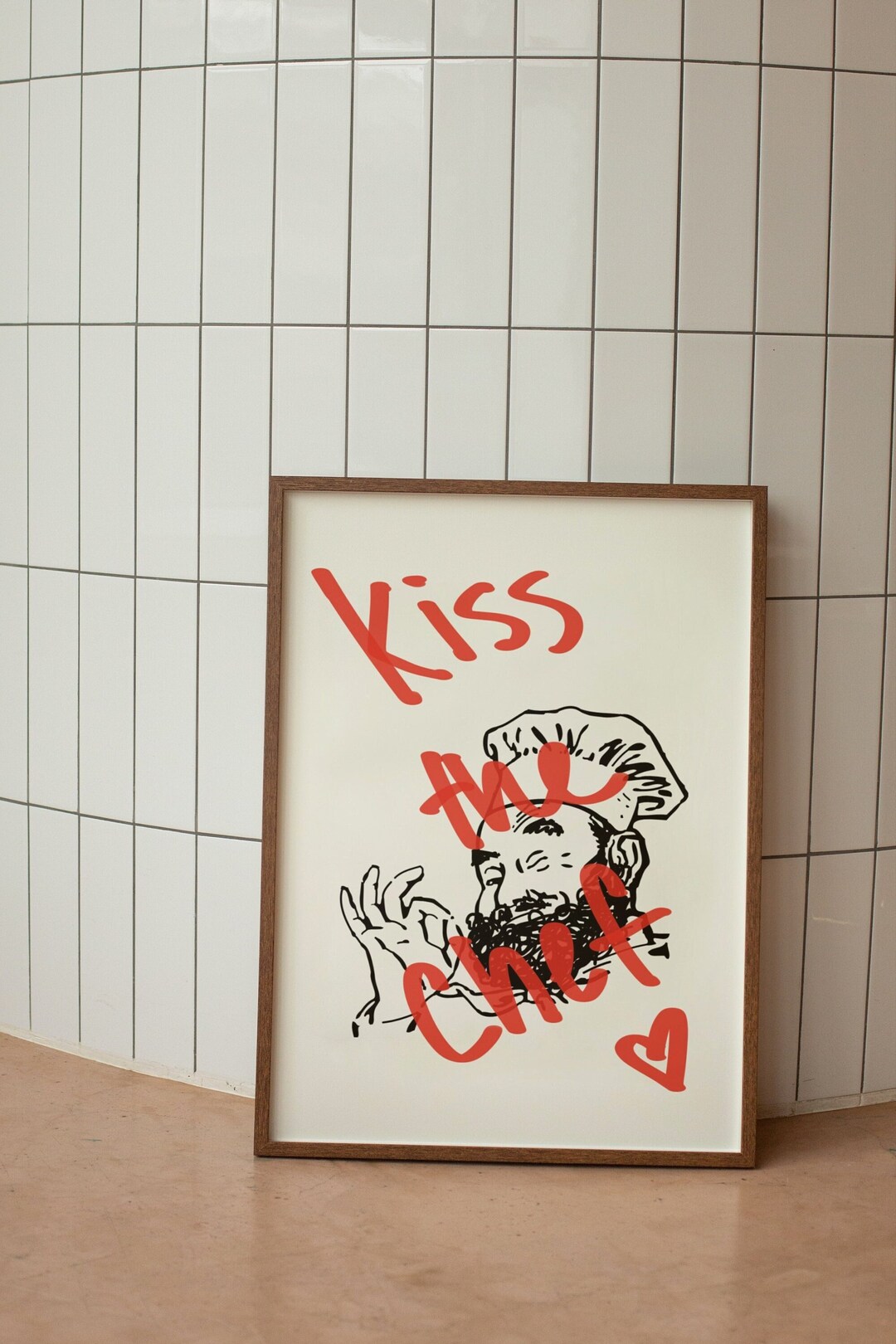 Kiss the Chef Art, Digital Download, Printable, Wall Art, Kitchen Decor ...
