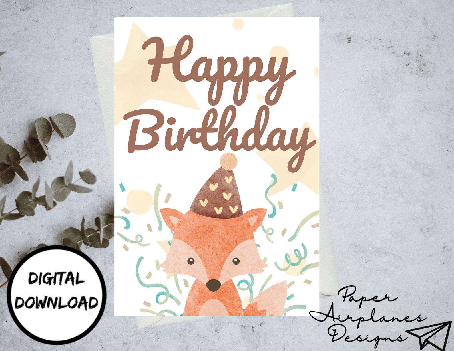 Printable Fox Birthday Card Downloadable Birthday Card Cute - Etsy Canada