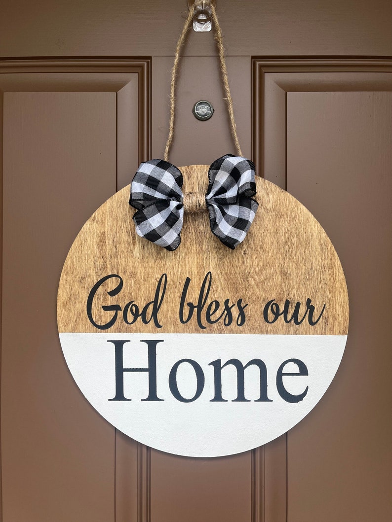 God Bless Our Home Front Door Sign Door Hanger House - Etsy
