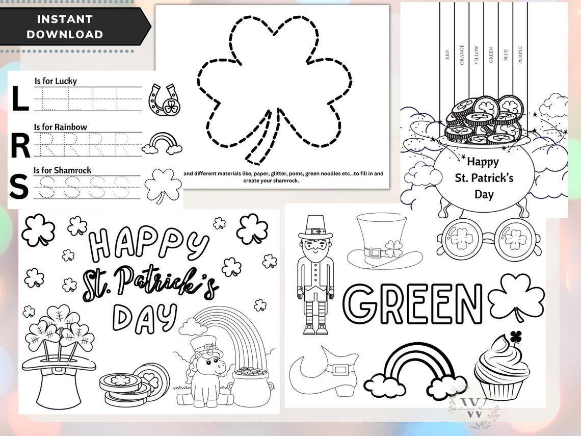 St. Patrick's Day Coloring Pages for Kids, Activities for Preschool ...