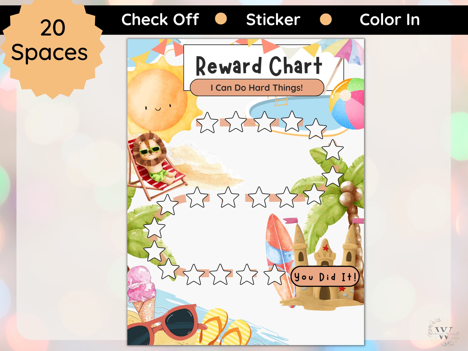 Printable Reward Chart for Kids, Summer Goal Tracker, Potty Chart ...