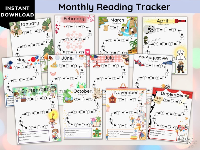 Printable Reading Tracker for Kids, Reading Log, Student Book Chart ...