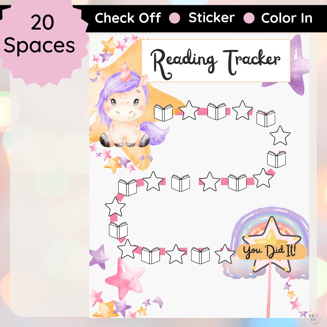 Printable Reading Tracker for Kids, Unicorn Theme, Student Book Chart ...