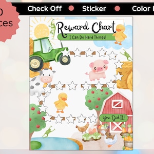 Printable Reward Chart for Kids, Farm Goal Tracker, Toddler Potty Chart ...