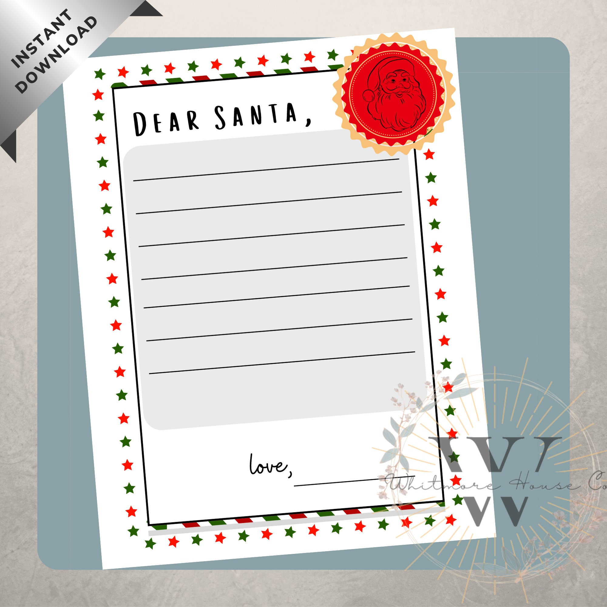 Printable Dear Santa Letter / Dear Santa Letter / Santa Letter ...